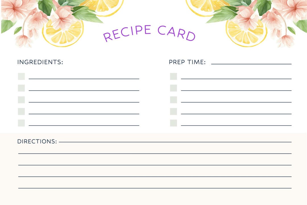 Recipe Card, Recipe Sheet, A Card to Write Recipes On, Recipe Files ...