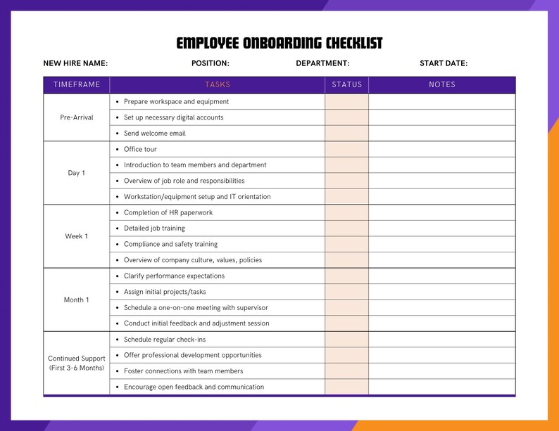 Employee Onboarding Checklistemployee Onboarding Checklist | Printable ...