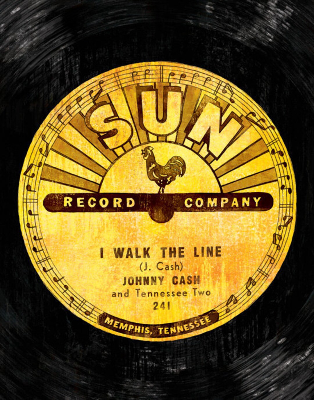 Johnny Cash Sun Record Art Print 12x18 Signed and Dated Art - Etsy