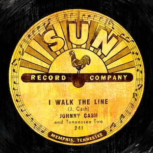 Johnny Cash Sun Record Art Print 12x18 Signed and Dated Art - Etsy
