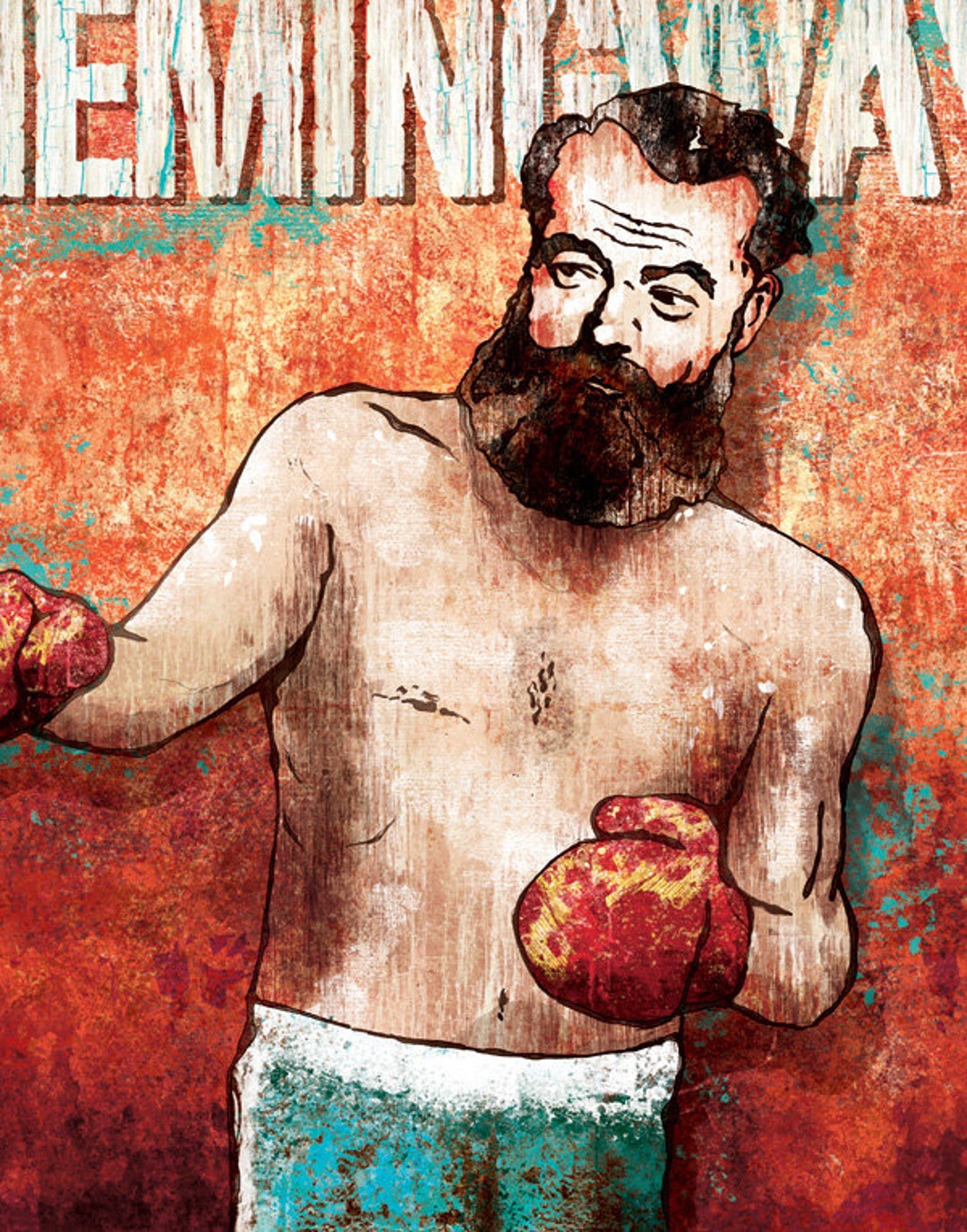 Ernest Hemingway, Boxer Art Poster - 12x18 High Quality Art Print ...