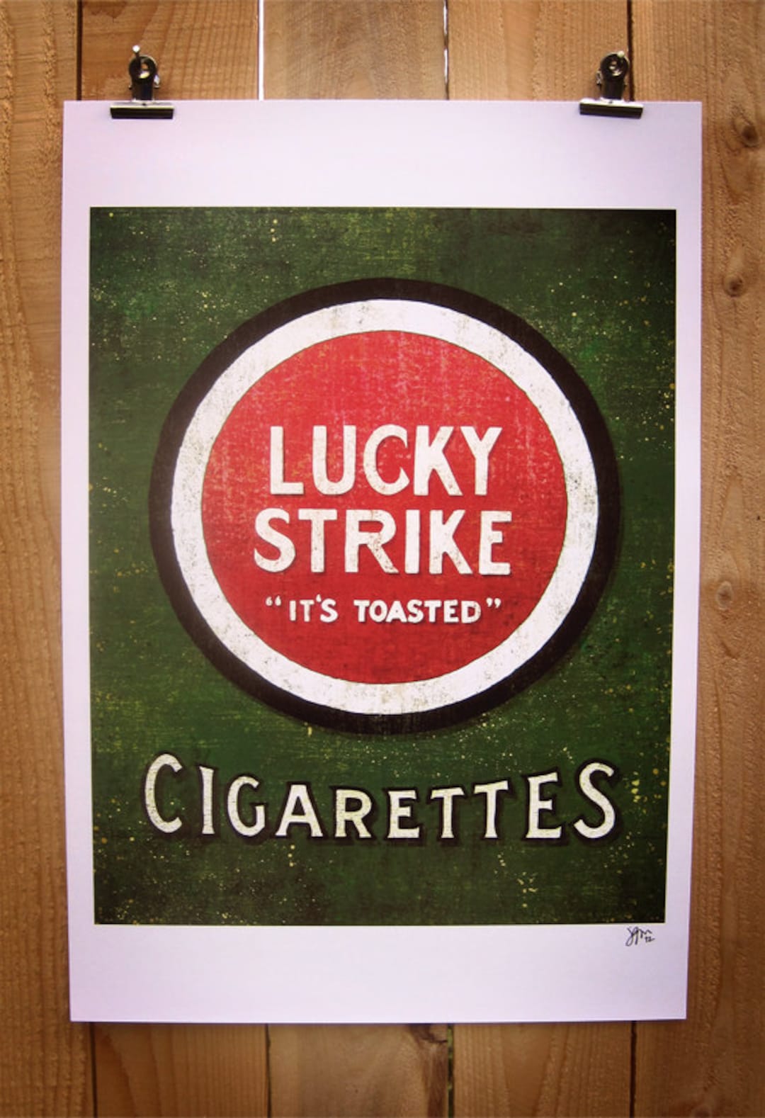Classic Lucky Strike Sign Painting - 12x18 High Quality Art Print ...