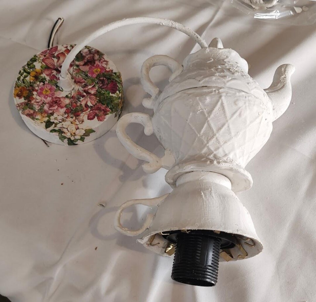 Shabby Chic Handmade Teacup Teapot Hanging Light Fixtures Trash to ...
