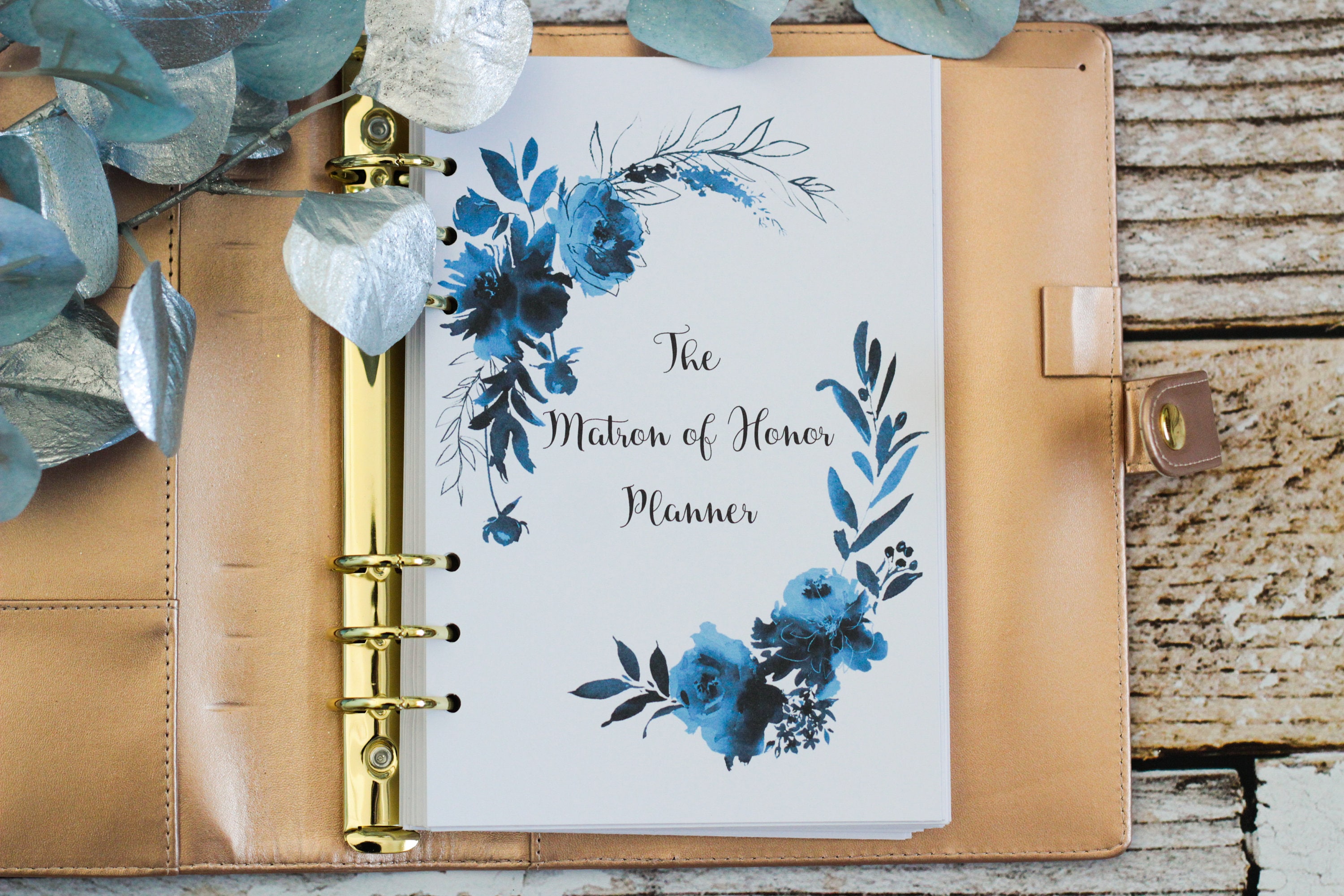 PRINTABLE A5 Indigo blue floral matron of honor wedding | Etsy