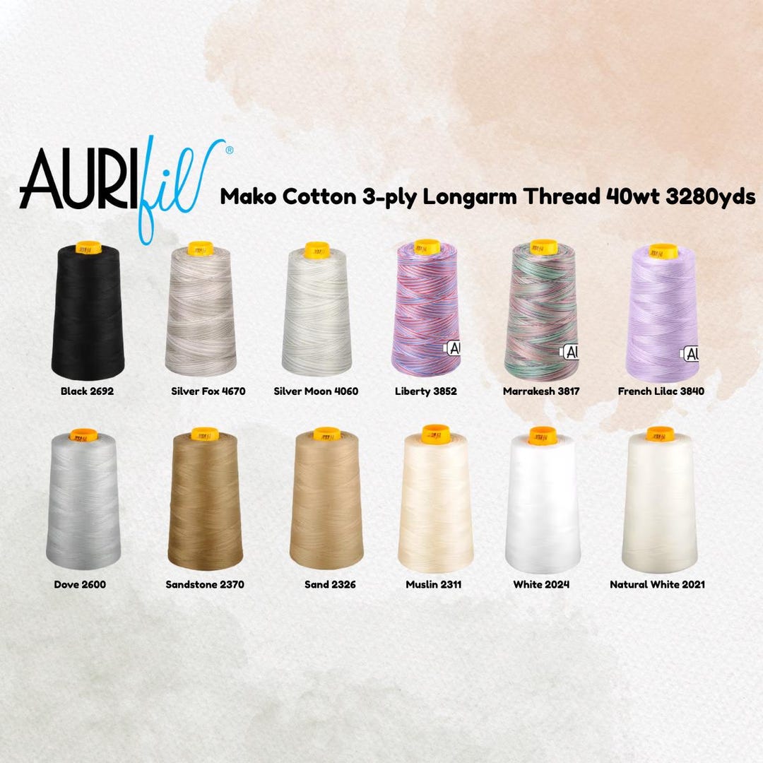 Aurifil Cotton Forty3 Cone - Longarm Thread Mako Cotton 3-ply 40wt ...