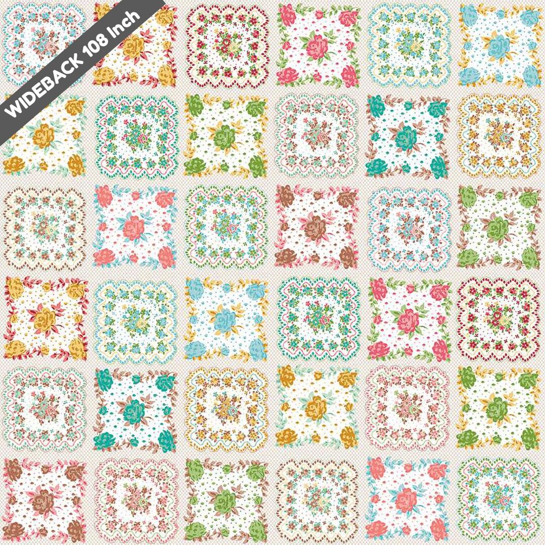Wide Back Granny Chic Handkerchief Multi - Black Riley Blake 107/108 ...