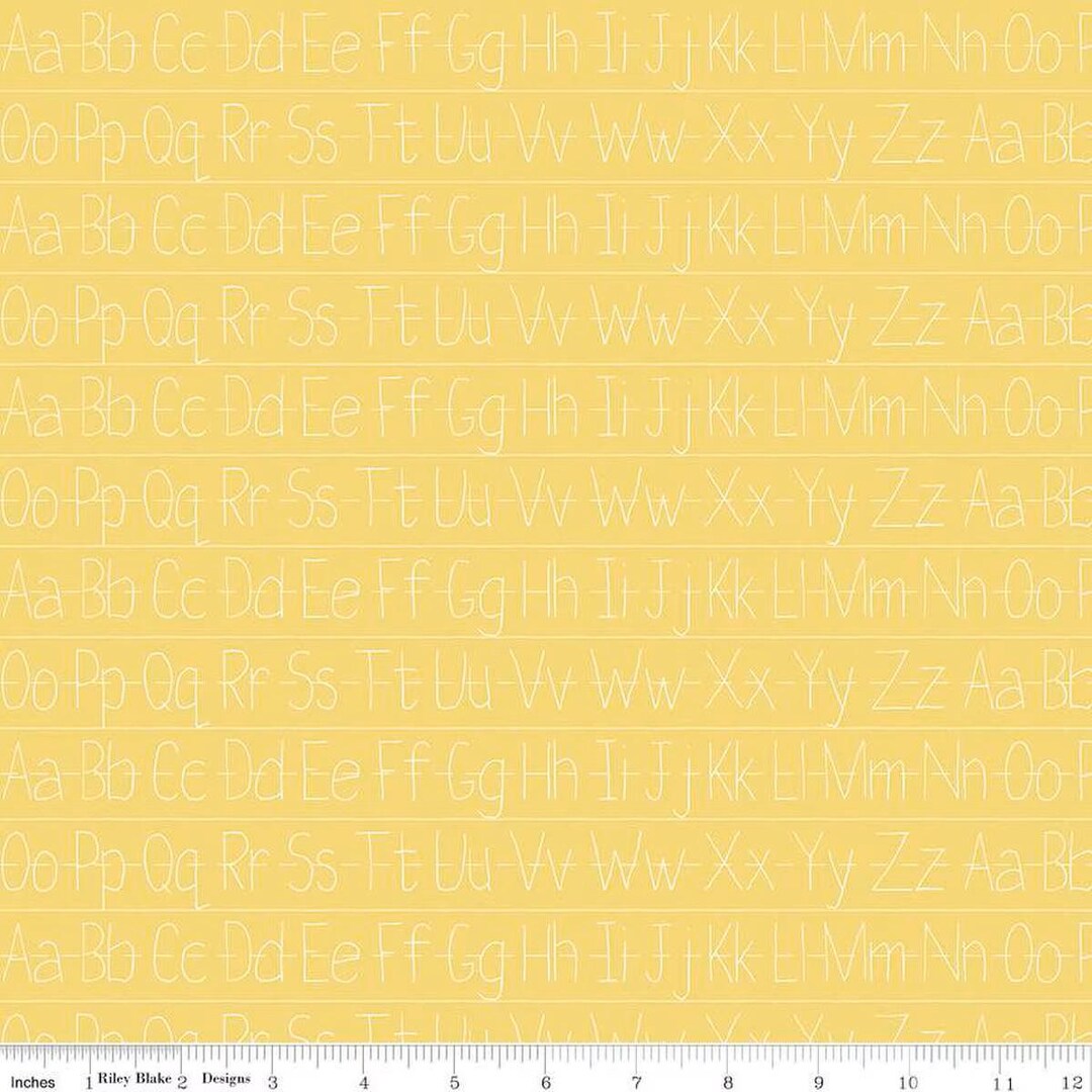 Old School Handwriting Yellow - Riley Blake Designs - Cotton Fabric by ...