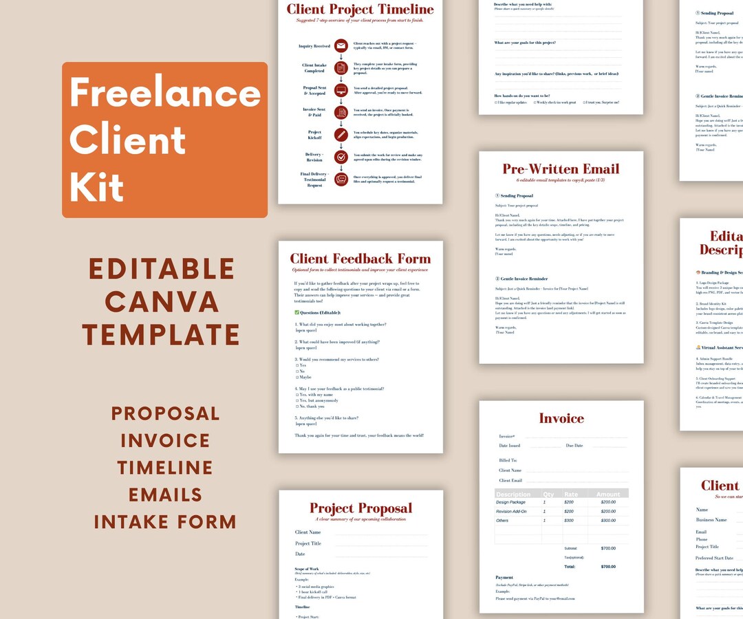 Freelance Client Kit Canva Template | Proposal, Invoice, Intake Form ...