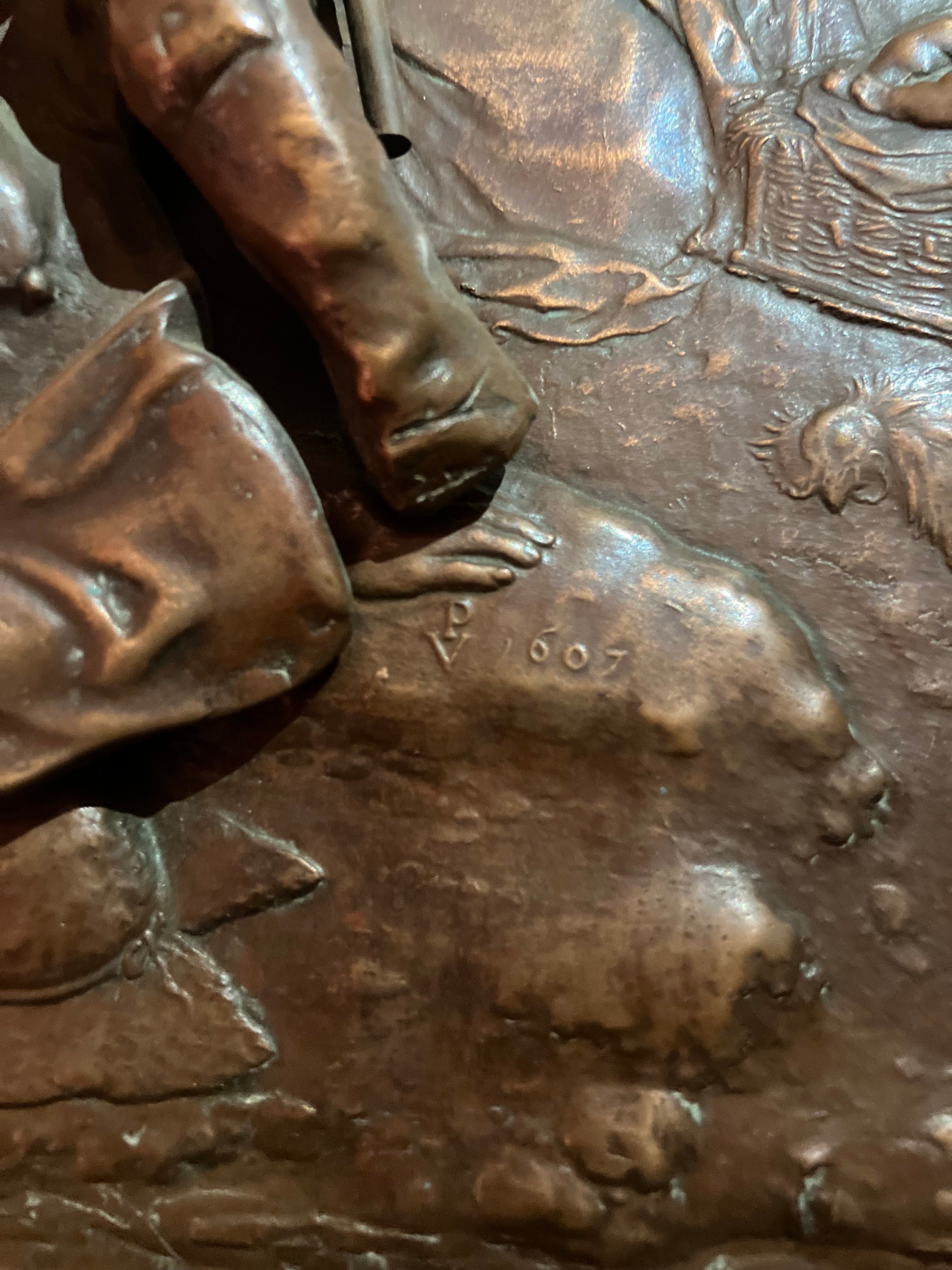 Antique Nativity in Bronze on Wood Signed/ Makers Mark SL KKHUSTDR ...