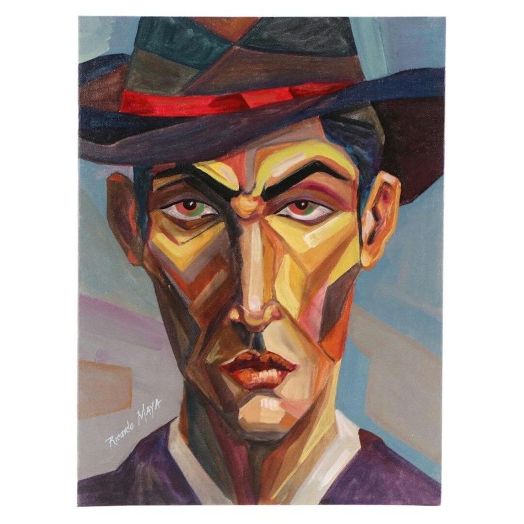 Ricardo Maya Original Cubist Style Painting - 21st Century - Cuban ...