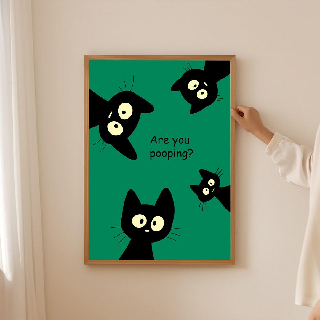 Are You Pooping Poster | Bathroom Cats | Toilet Wall Art | Maximalist ...