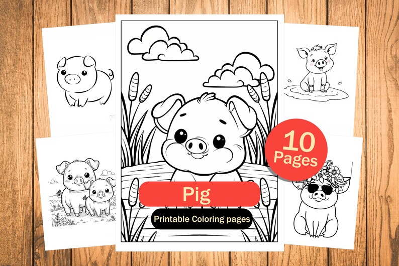 Happy Pig Coloring Page for Kids – Cute Farm Animal Printable Activity ...