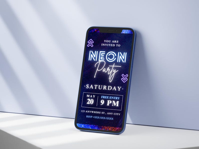 Editable Neon Party Flyer Template | Glow Party Invitation | Nightclub ...