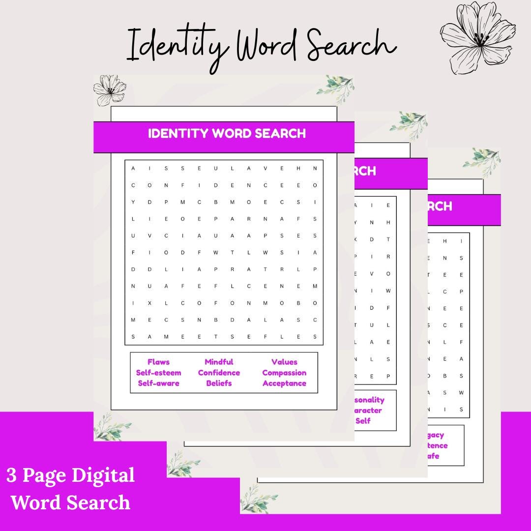 Identity Word Search - Etsy