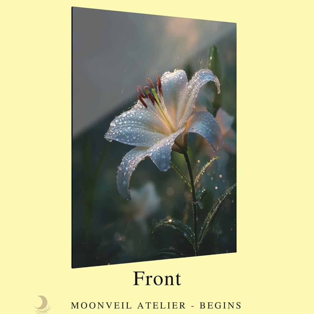 White Lily Acrylic Print: Morning Dew Botanical Wall Art (16x20 Inch - Etsy