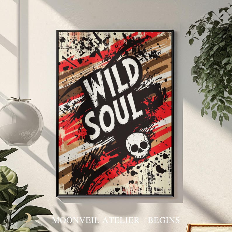 Grunge Skull Poster: Edgy Wild Soul Art Print - Etsy