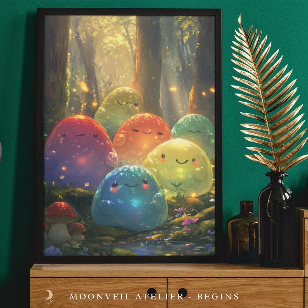 1000-piece Fantasy Puzzle Adorable Colorful Slimes in Enchanted Forest ...