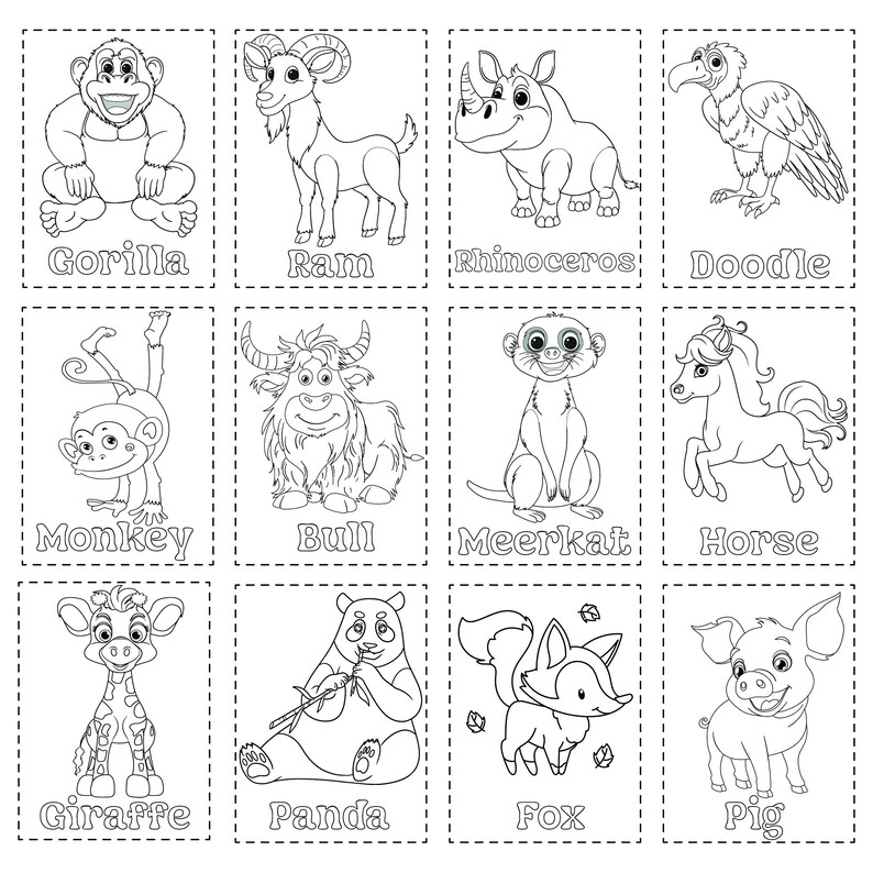 30 Animal Coloring Pages for Kids | Cute Zoo & Jungle Animals ...