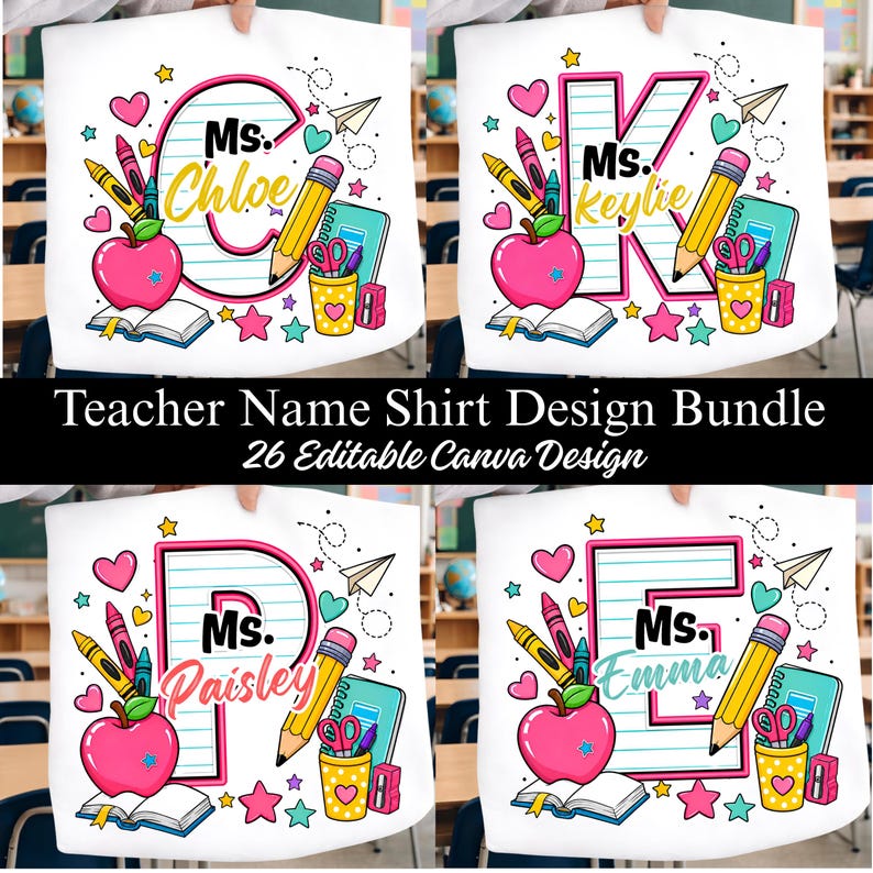 Editable Personalized Teacher Shirt Design Bundle,alphabet Name ...