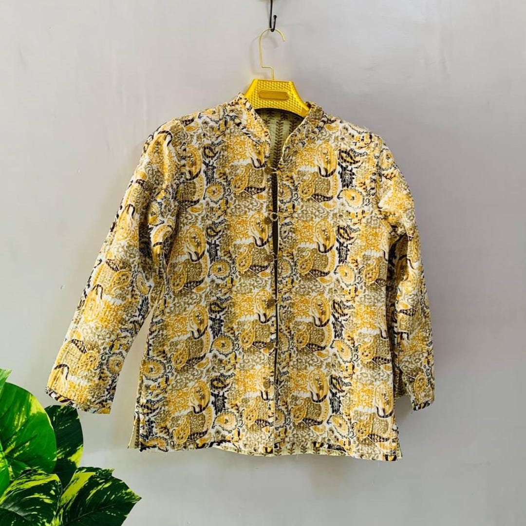 Quilted Jacket, Cotton Short Jacket, Handmade Jacket, Reversible ...