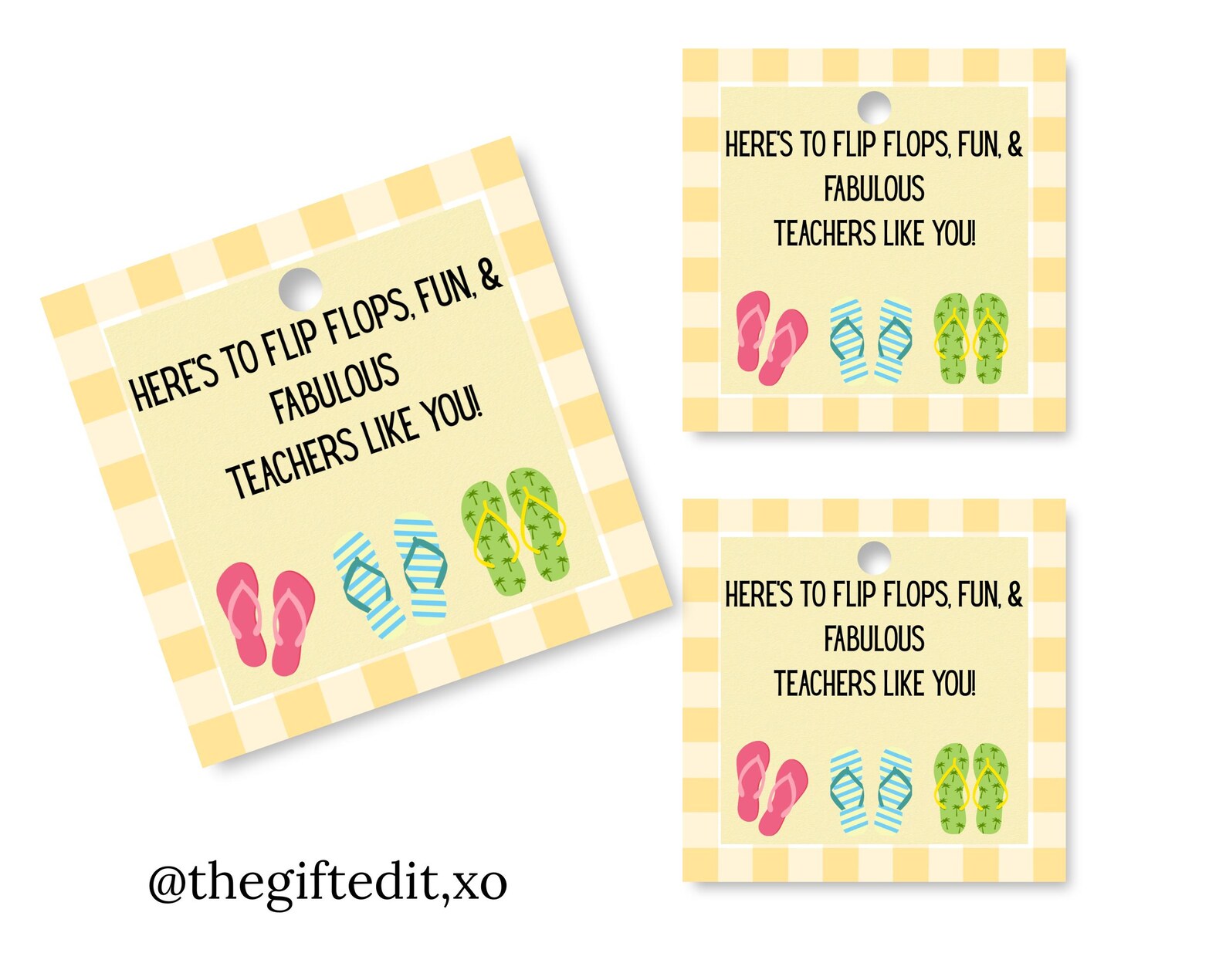 Here's to Flip Flops Gift Tag | DIGITAL DOWNLOAD | Teacher Appreciation ...