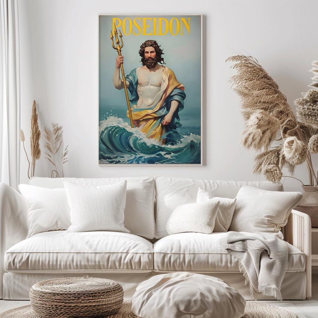 Poseidon Wall Art -greek Deities Mythology Poster - Ocean God Print ...