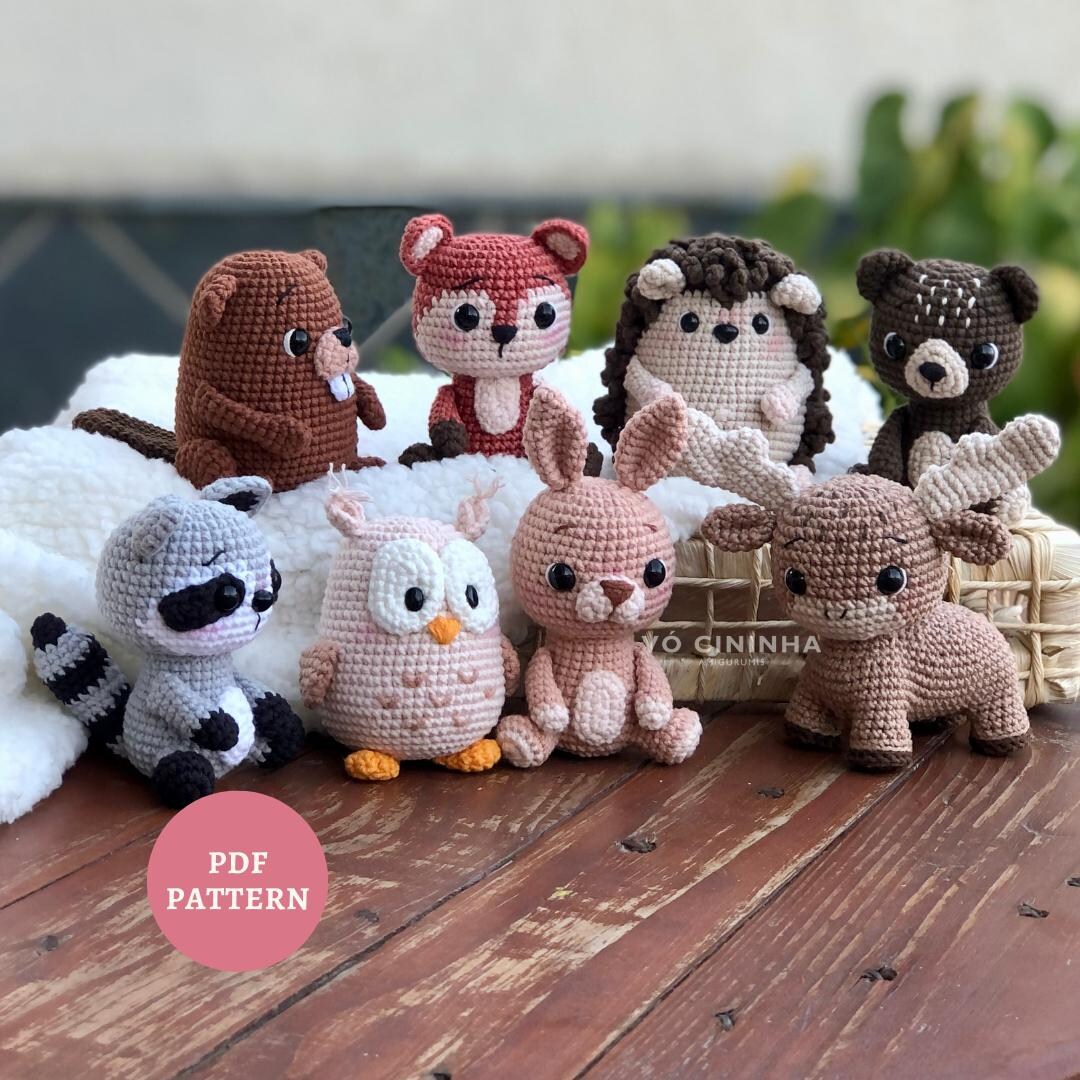 E-book Crochet Pattern Amigurumi Forest Animals Pack: Beaver, Moose ...