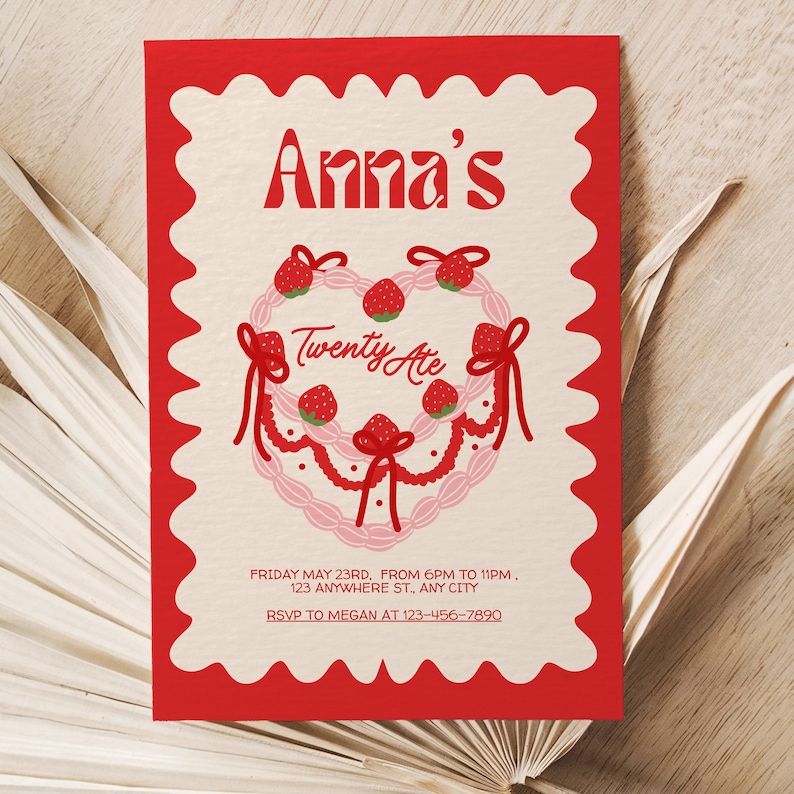 Retro Cake-themed 28th Birthday Invitation | Twenty Ate Party ...