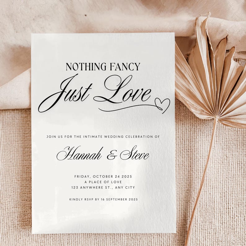 Minimalist Civil Wedding Invitation | Nothing Fancy Just Love | Modern ...