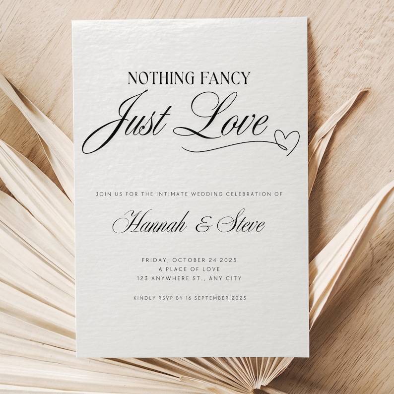 Minimalist Civil Wedding Invitation | Nothing Fancy Just Love | Modern ...