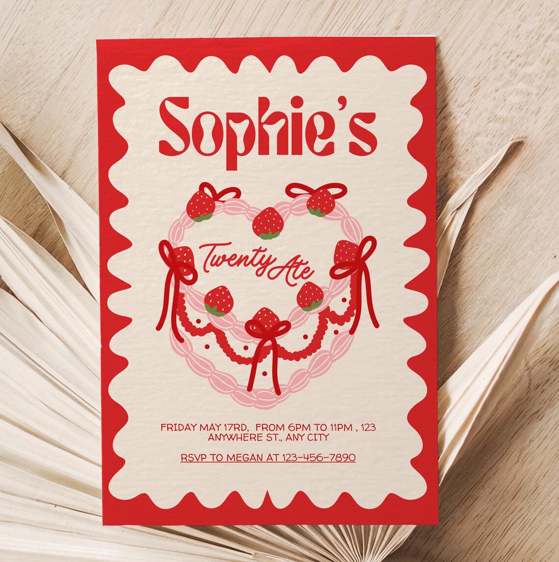 Retro Cake-themed Birthday Invitation | Twenty Ate Party | Editable ...