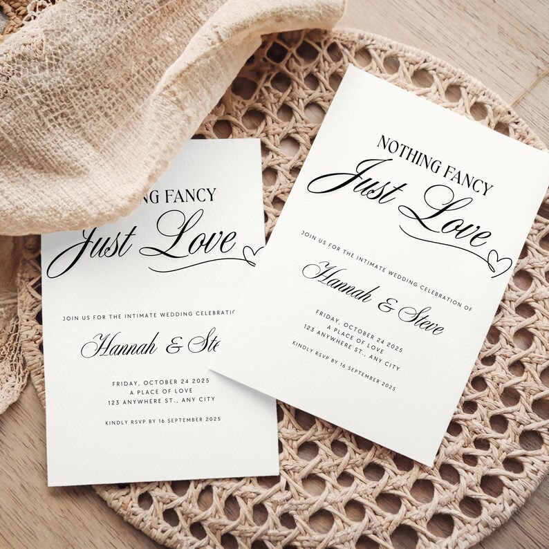 Minimalist Civil Wedding Invitation | Nothing Fancy Just Love | Modern ...