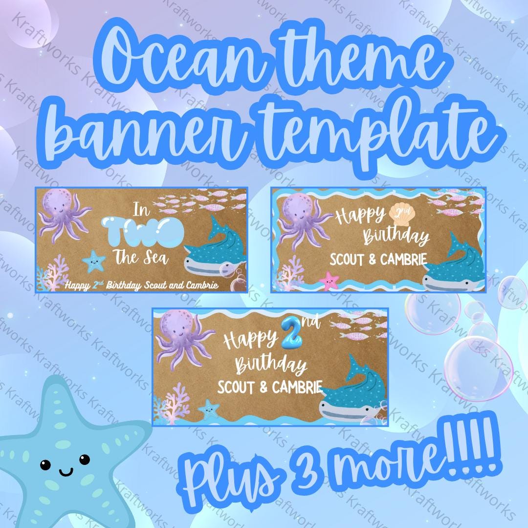 Ocean-themed Canva Banner Template | Under the Sea Party Decor ...
