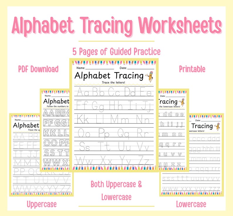 Alphabet Tracing Worksheets | Uppercase & Lowercase Letter Practice for ...