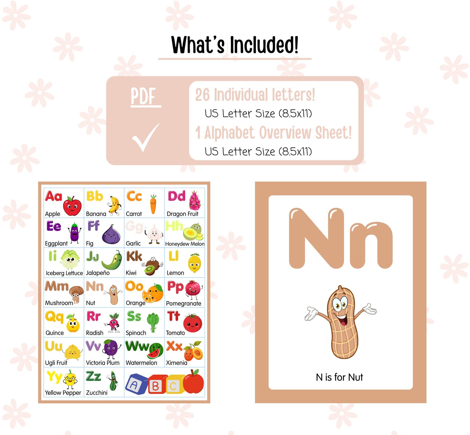 Printable Fruits & Veggies ABC Classroom Posters - Colourful Alphabet ...