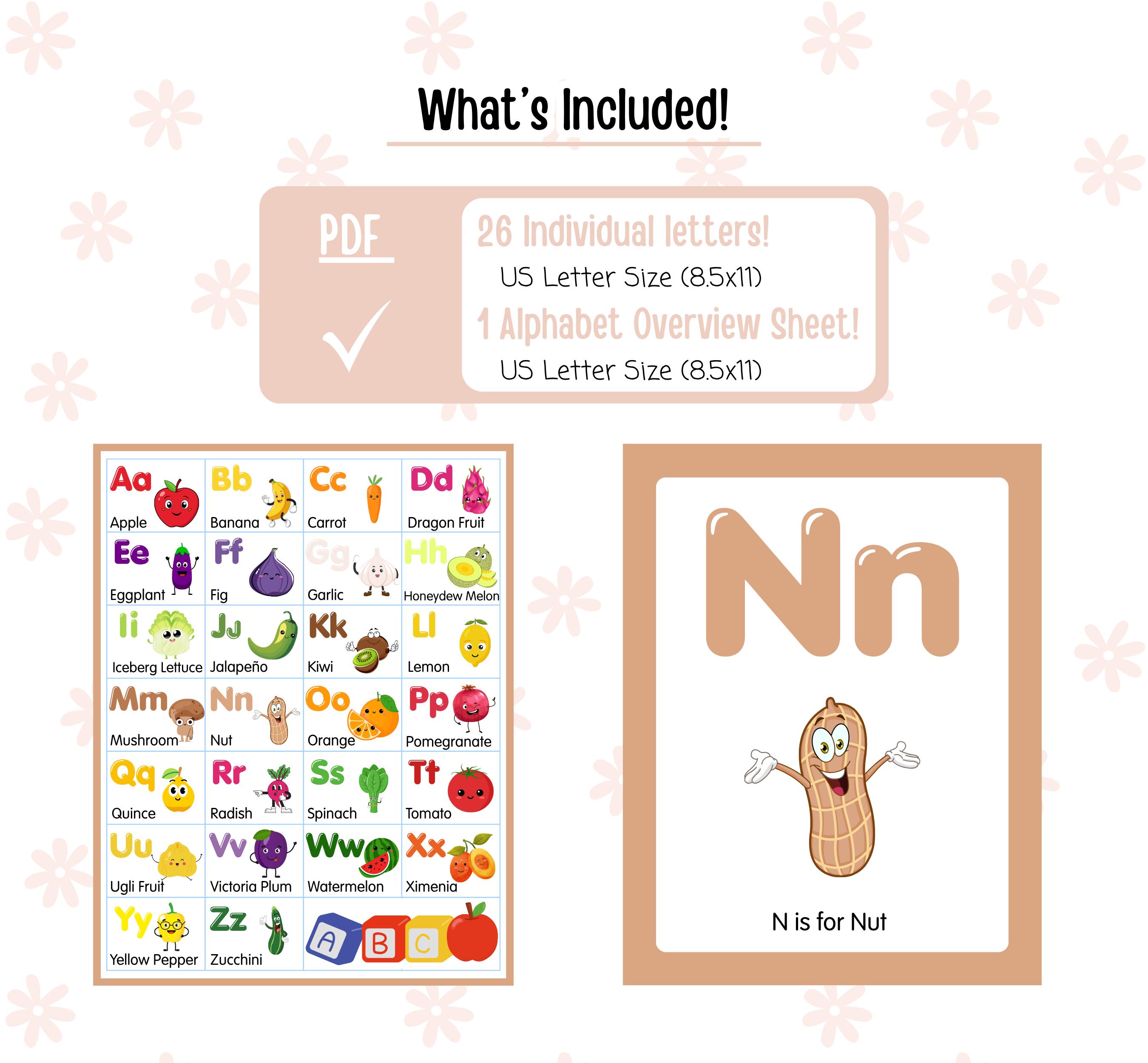 Printable Fruits & Veggies ABC Classroom Posters - Colourful Alphabet ...