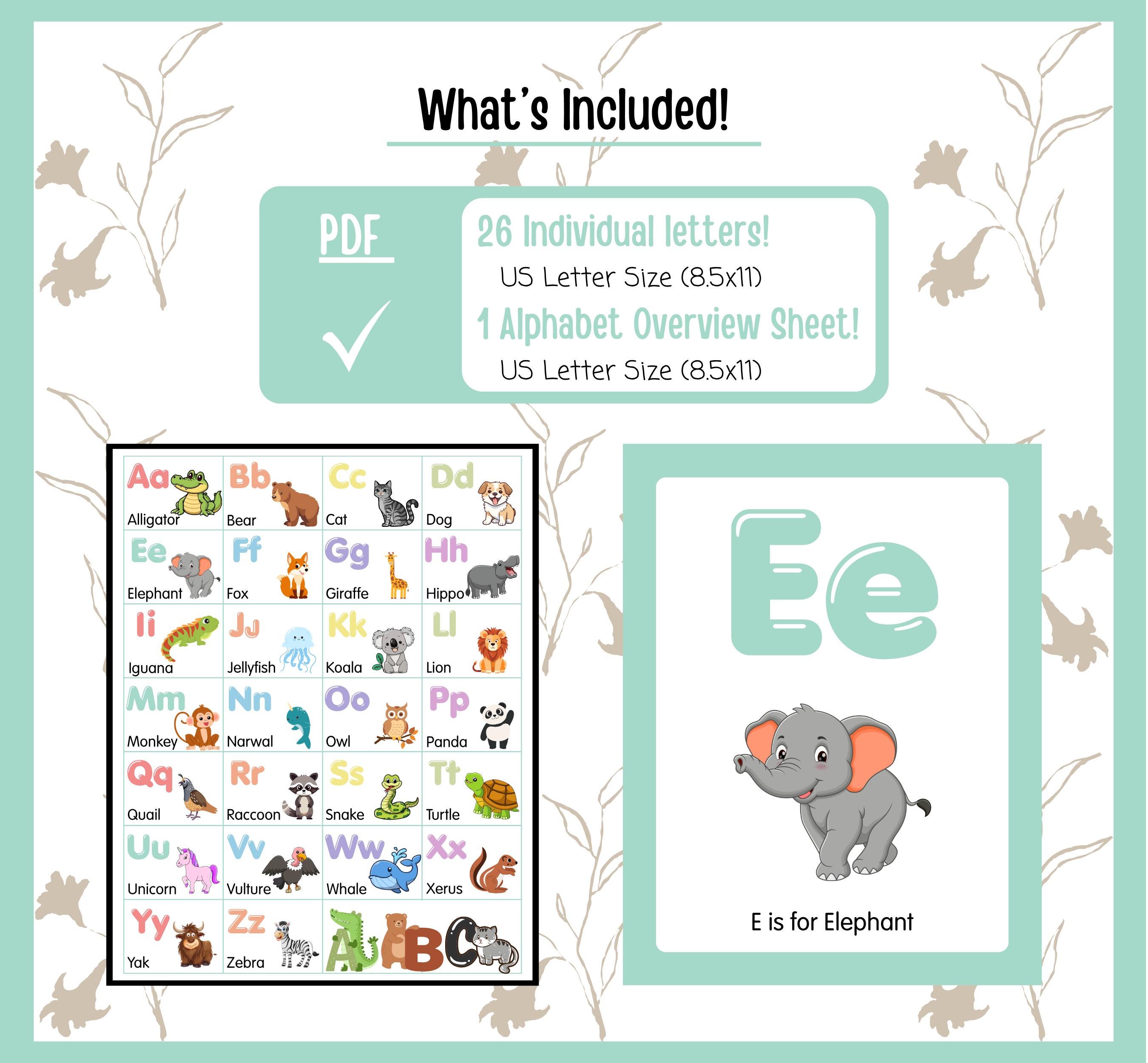 Pastel Animal ABC Poster Set: Classroom Nursery Wall Art (digital ...
