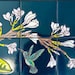Plumeria & Hummingbirds Hand Glazed Tile Mural | 30"x12" Framed Art or ...