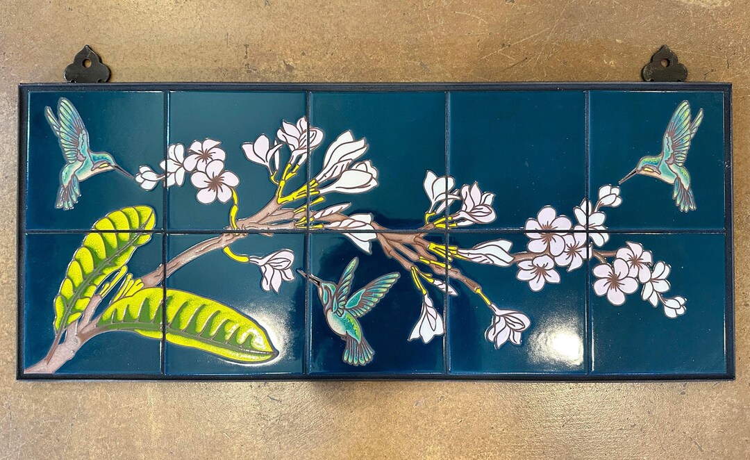 Plumeria & Hummingbirds Hand Glazed Tile Mural - Etsy