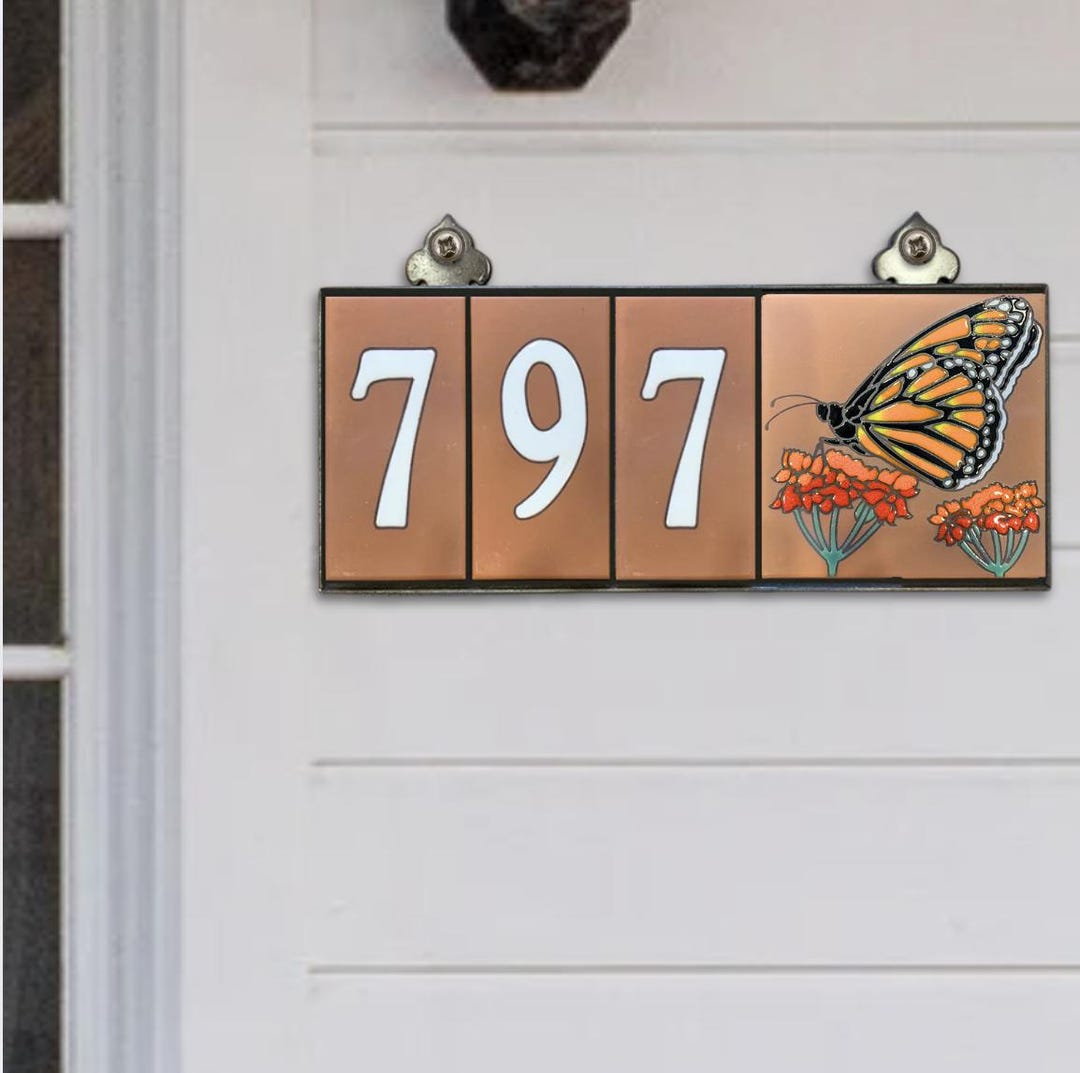 White on Terra Cotta Tile House Numbers | Choose Your Decorative Tile ...