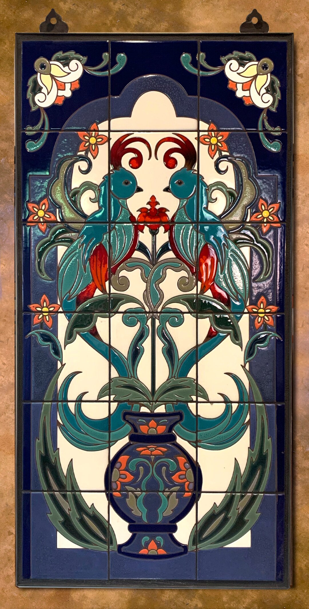 Hand Glazed Tile Arabesque Quetzal Mural - Etsy