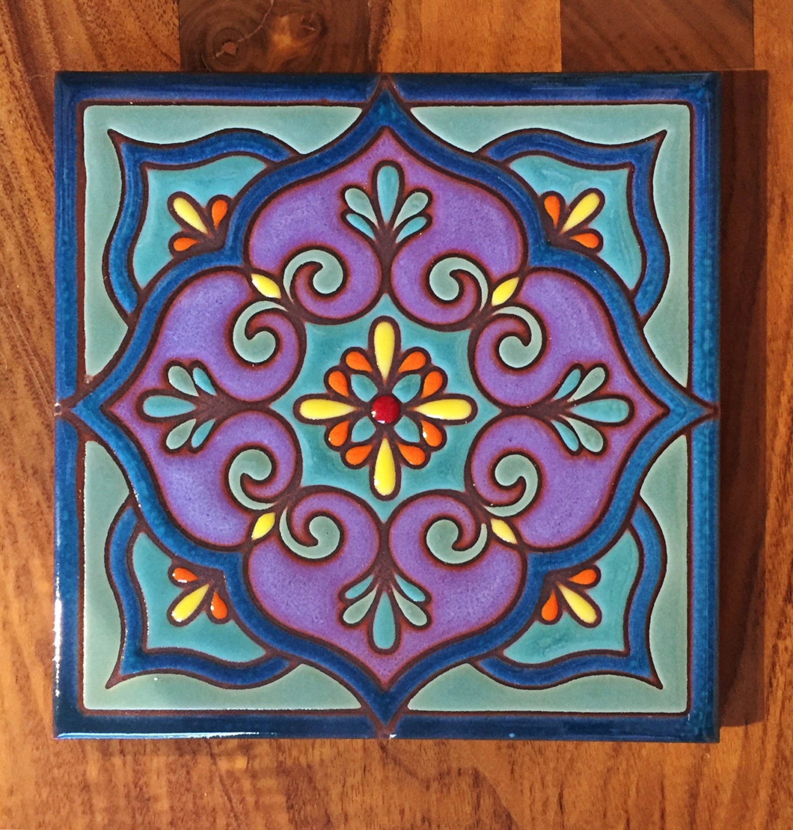 6x6 Jade Green Talavera Inspired Hand Glazed Decorative Ceramic Tile - Etsy