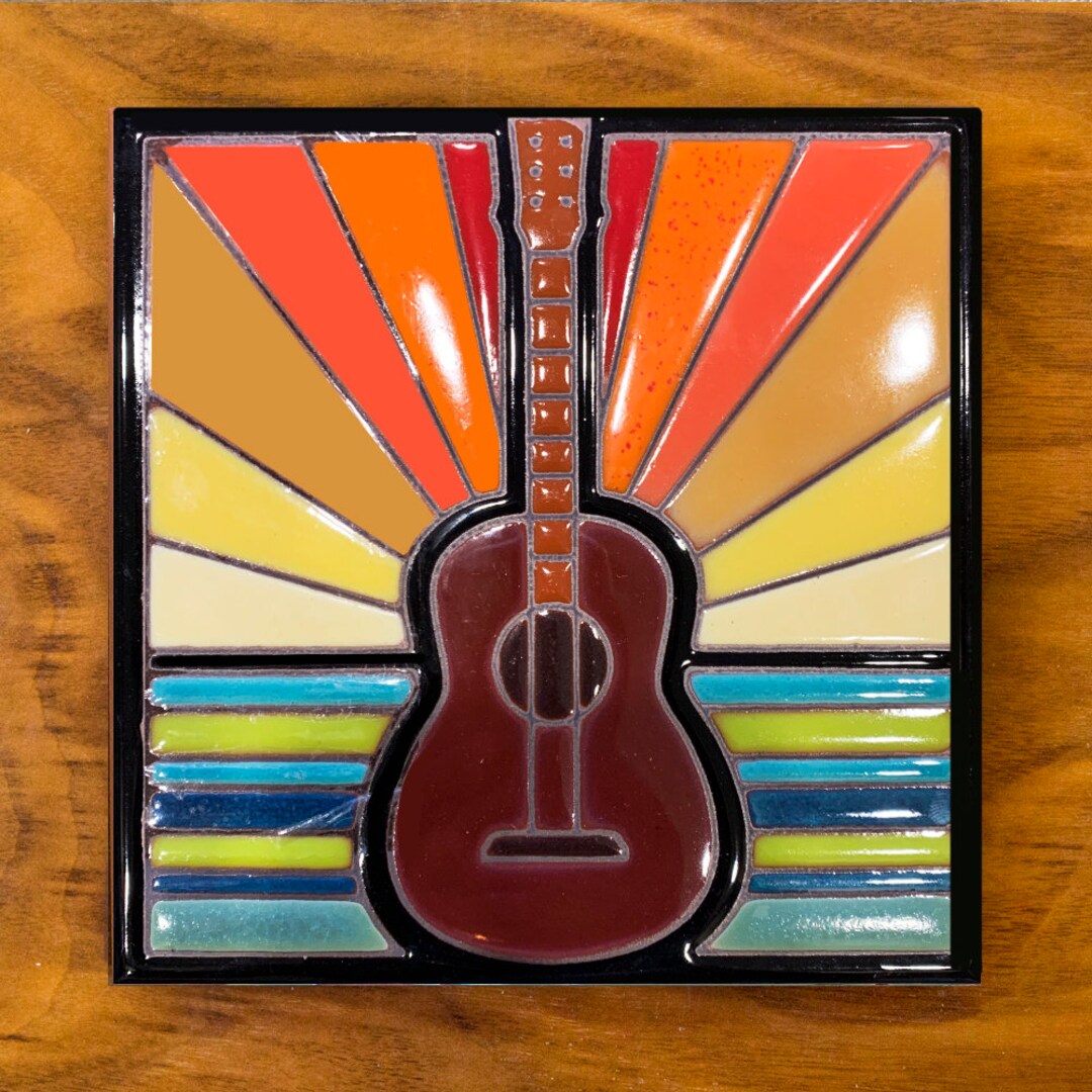 6x6 Acoustic Guitar Hand Glazed Decorative Tile Coaster Trivet - Etsy