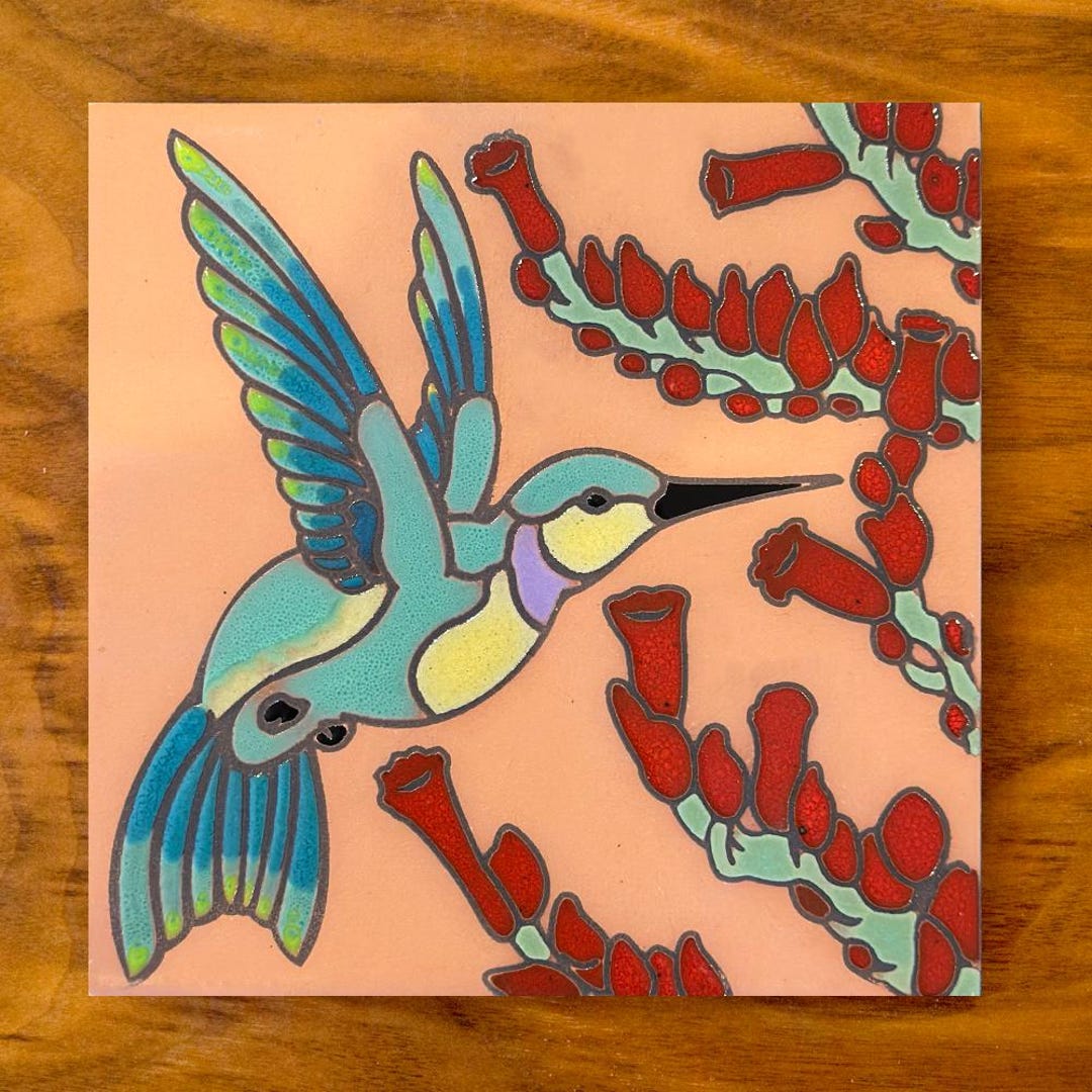 6"x6" Hummingbird With Ocotillo on Terra Cotta Ceramic Tile - Etsy