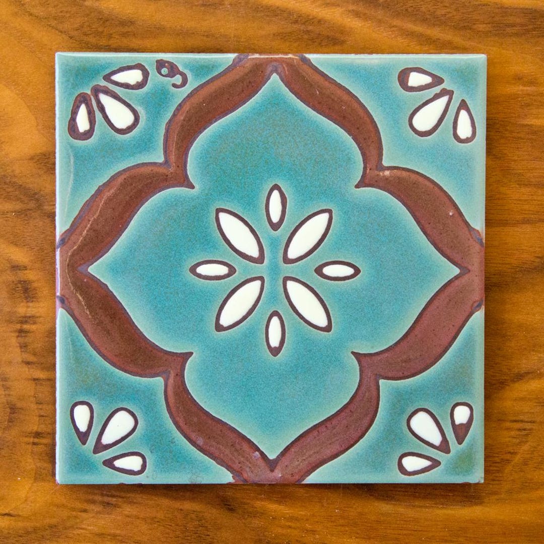 6x6 Hand Glazed Moorish Paisley Tile in Red or Green - Wall Tile, Art ...
