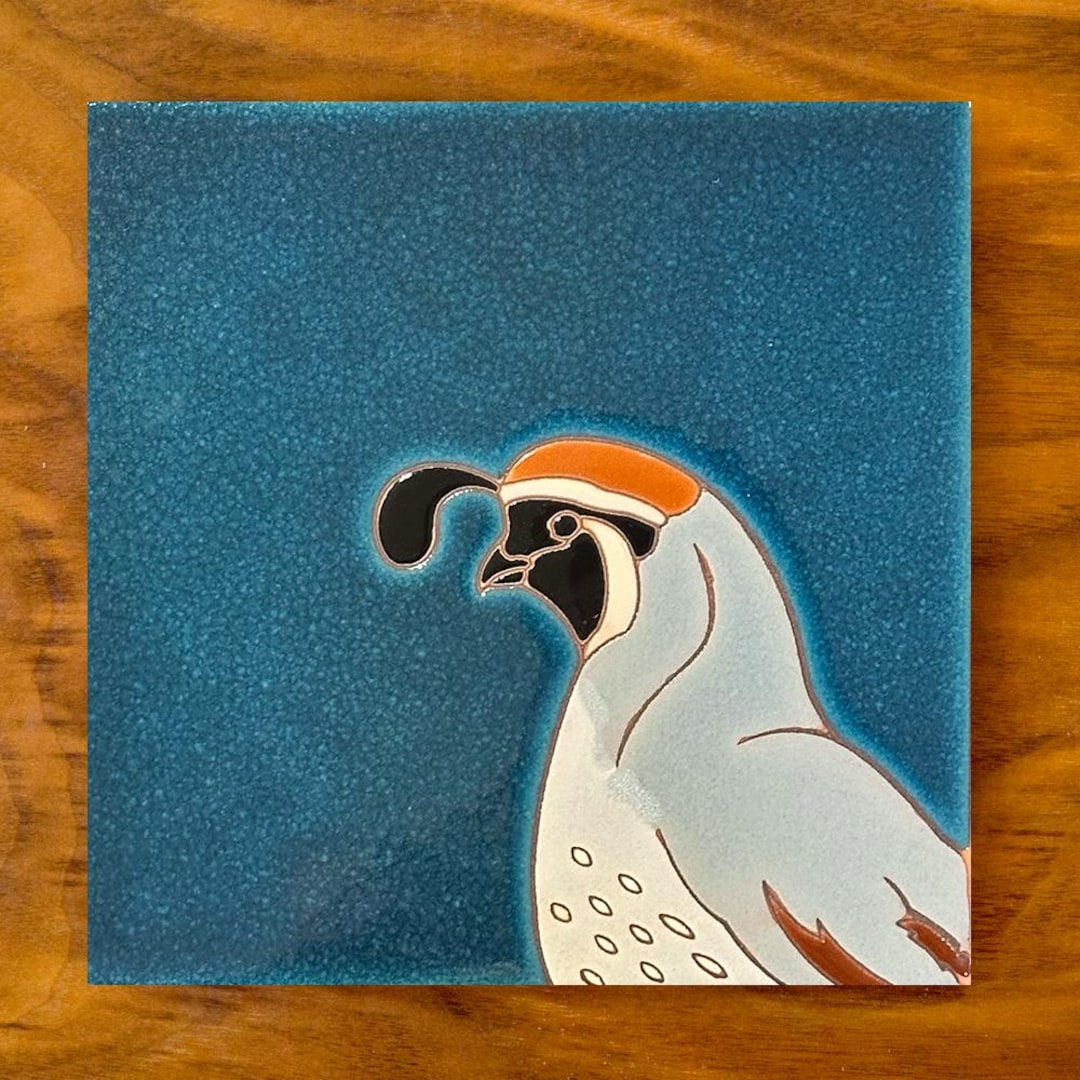 Hand Glazed Quail Ceramic Tile: Southwest Desert Decor, Tucson Art - Etsy