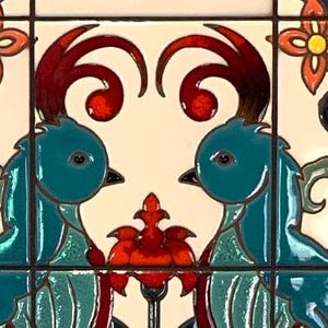 Hand Glazed Tile Arabesque Quetzal Mural - Etsy