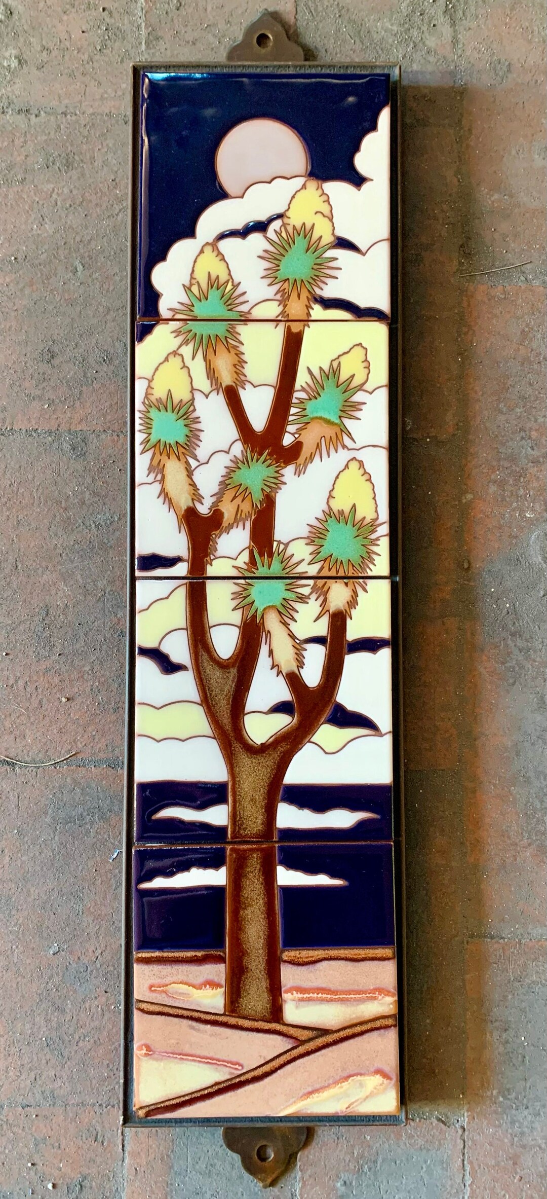 6x24 Retro Joshua Tree at Night Tile Mural Framed - Etsy
