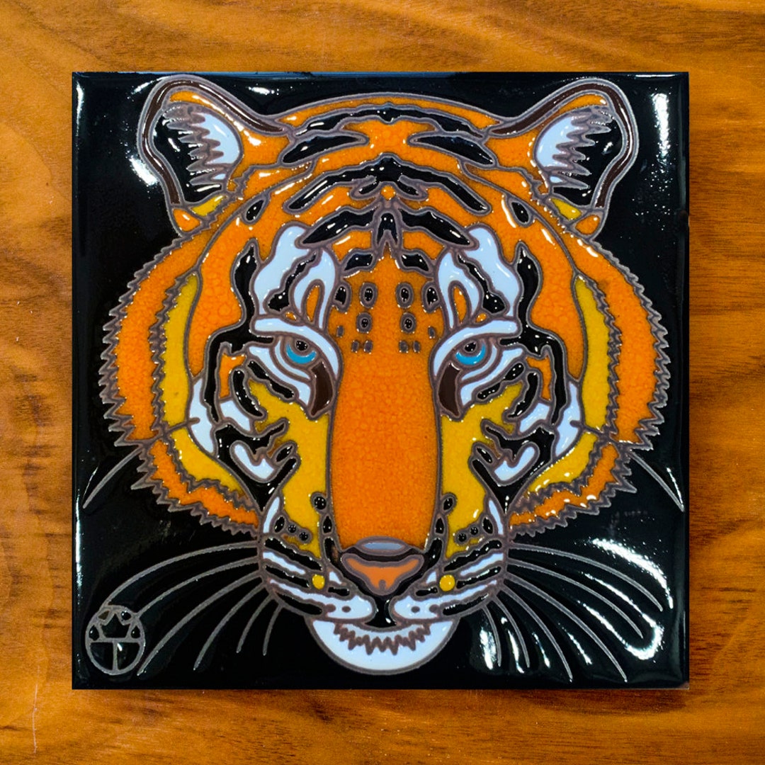 6"x6" Exclusive Wil Taylor Tiger Hand Glazed Tile - Etsy