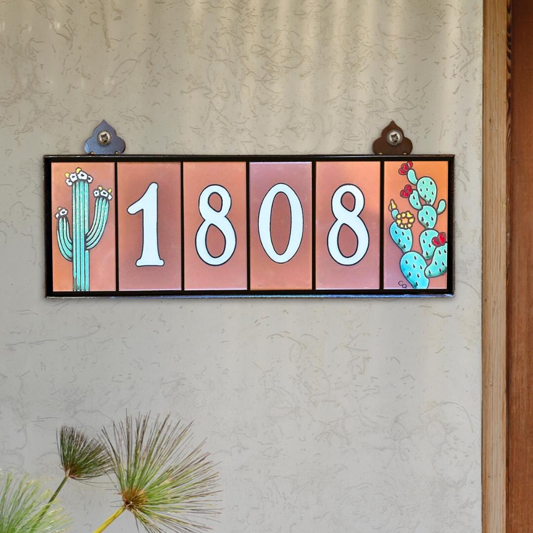 Cactus Address Sign: Terra Cotta Tile House Numbers, Southwest Decor - Etsy